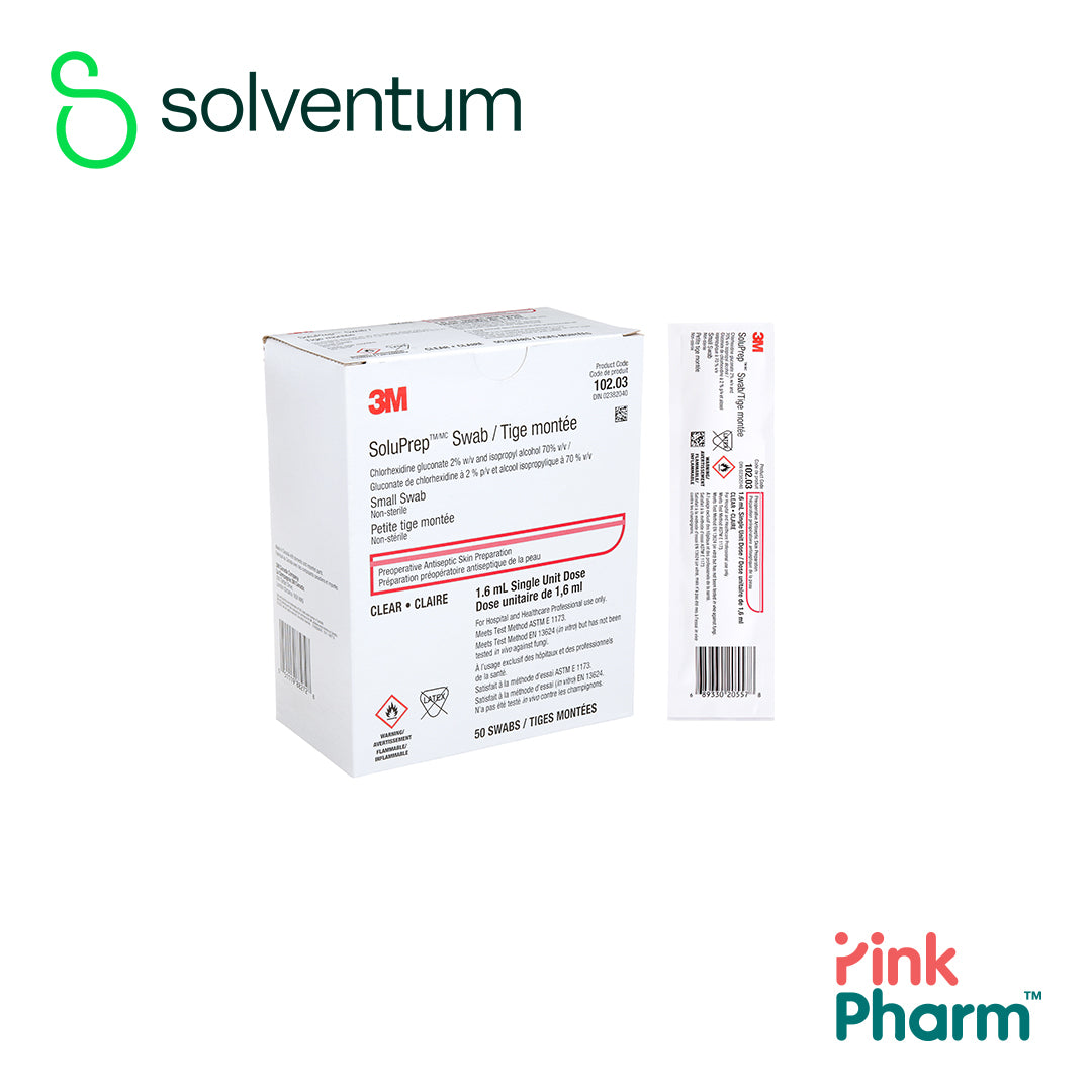 3M SoluPrep Small Swab (2% CHG/ 70% IPA) 1.6ml (Box of 50s) — PinkPharm